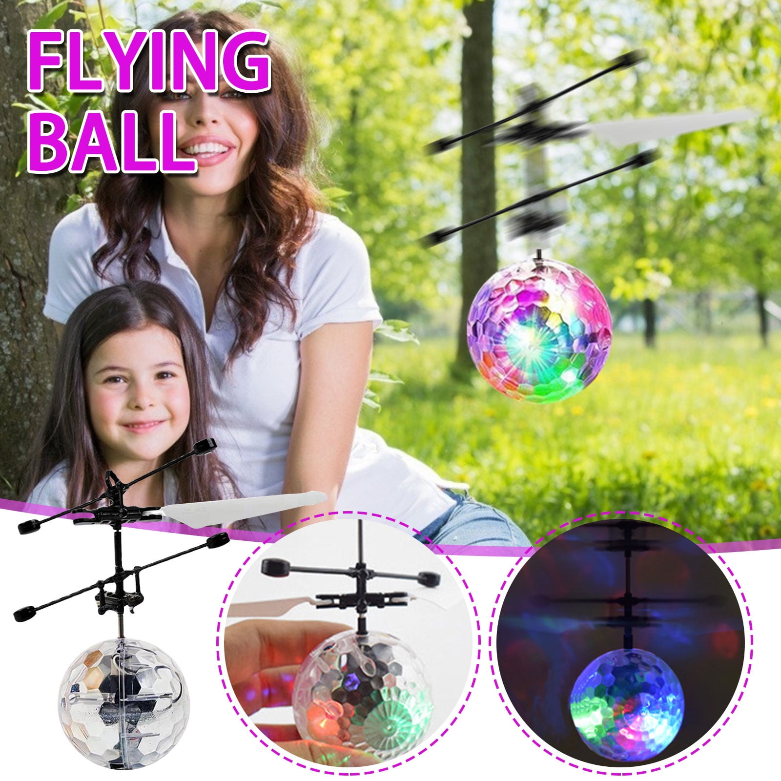 CREATITOY Smart Sensor Flying Ball Toy - LED RC Helicopter Drone with ...