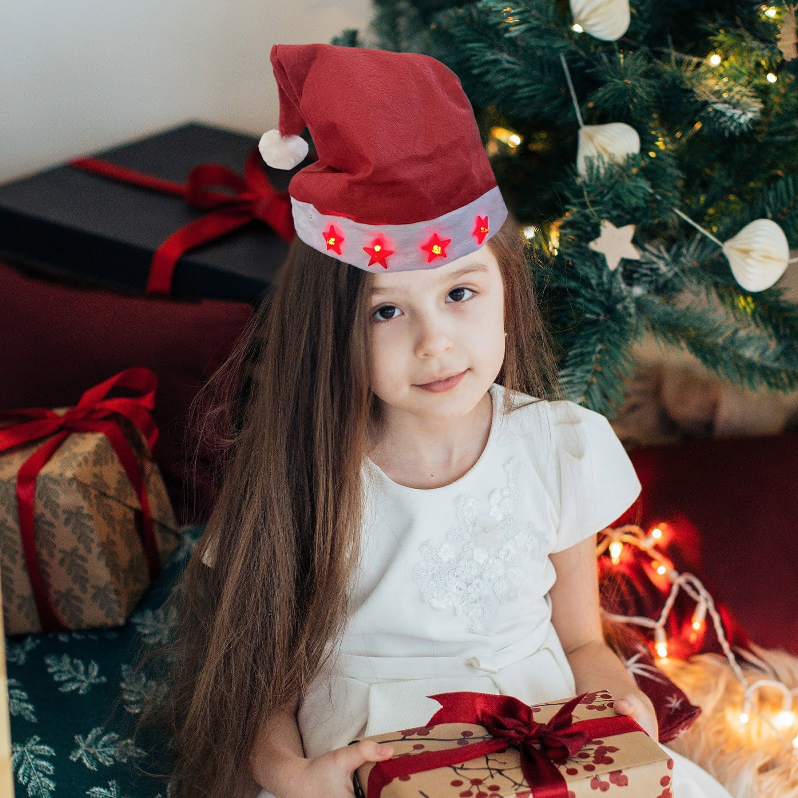 CREATITOY Star-shaped Glowing Christmas Hats Holiday Party Decorations for Xmas Tree Home ...