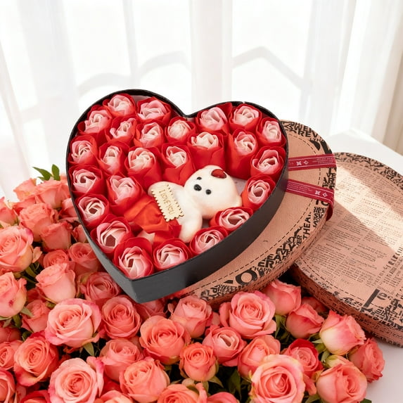 CREATITOY Valentine's Day Soap Rose Flowers - Artificial Floral Gift ...