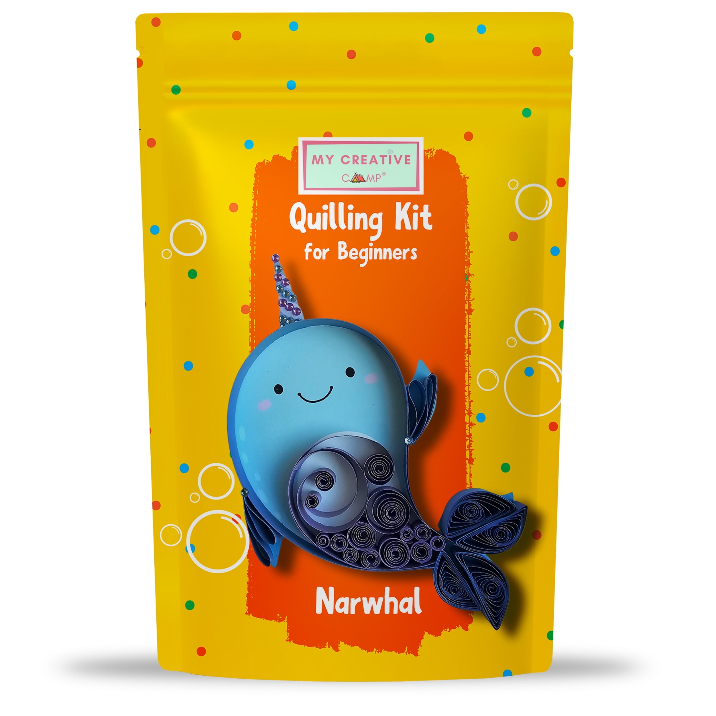 MY CREATIVE CAMP Beginner NARWHAL Mini Quilling Kit - DIY On-the-Go Paper Craft Kit for Kids and ...