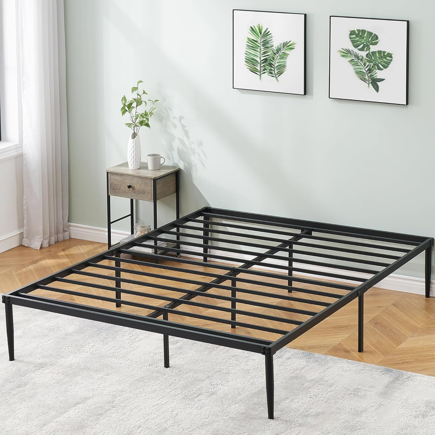 CREATIVE HOBBIES 14 Inch High Bed Frame Twin Size Heavy Duty Metal ...