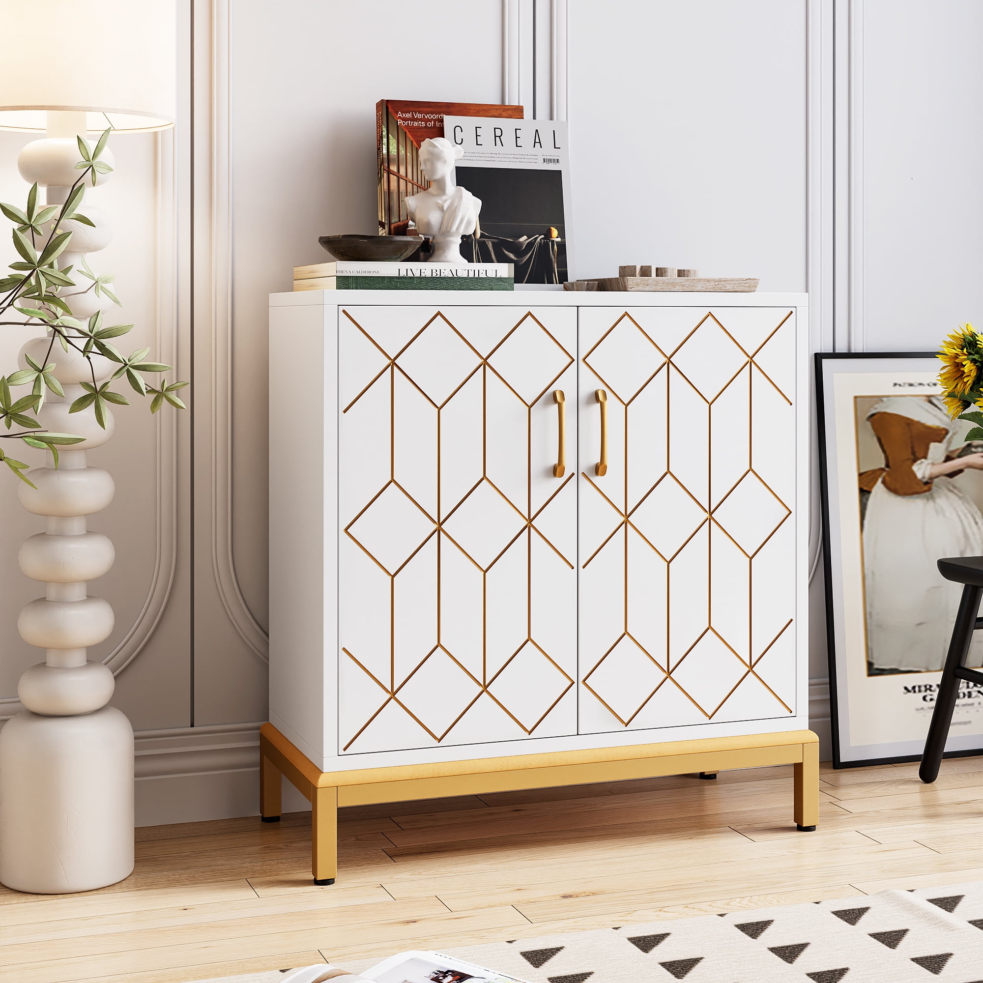 CREATIVE HOBBIES Accent Buffet Cabinet Sideboard Storage Cabinet with 2 ...