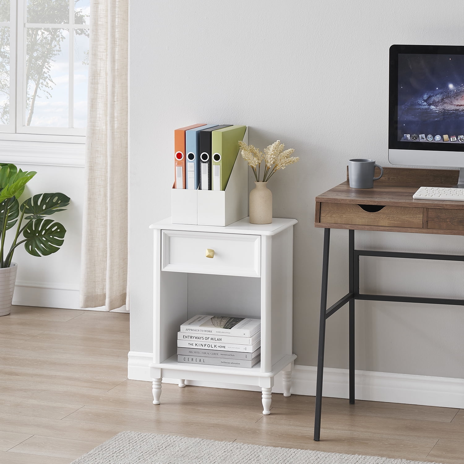 CREATIVE HOBBIES Bedside Table With Drawer, Side Table With Shelf ...