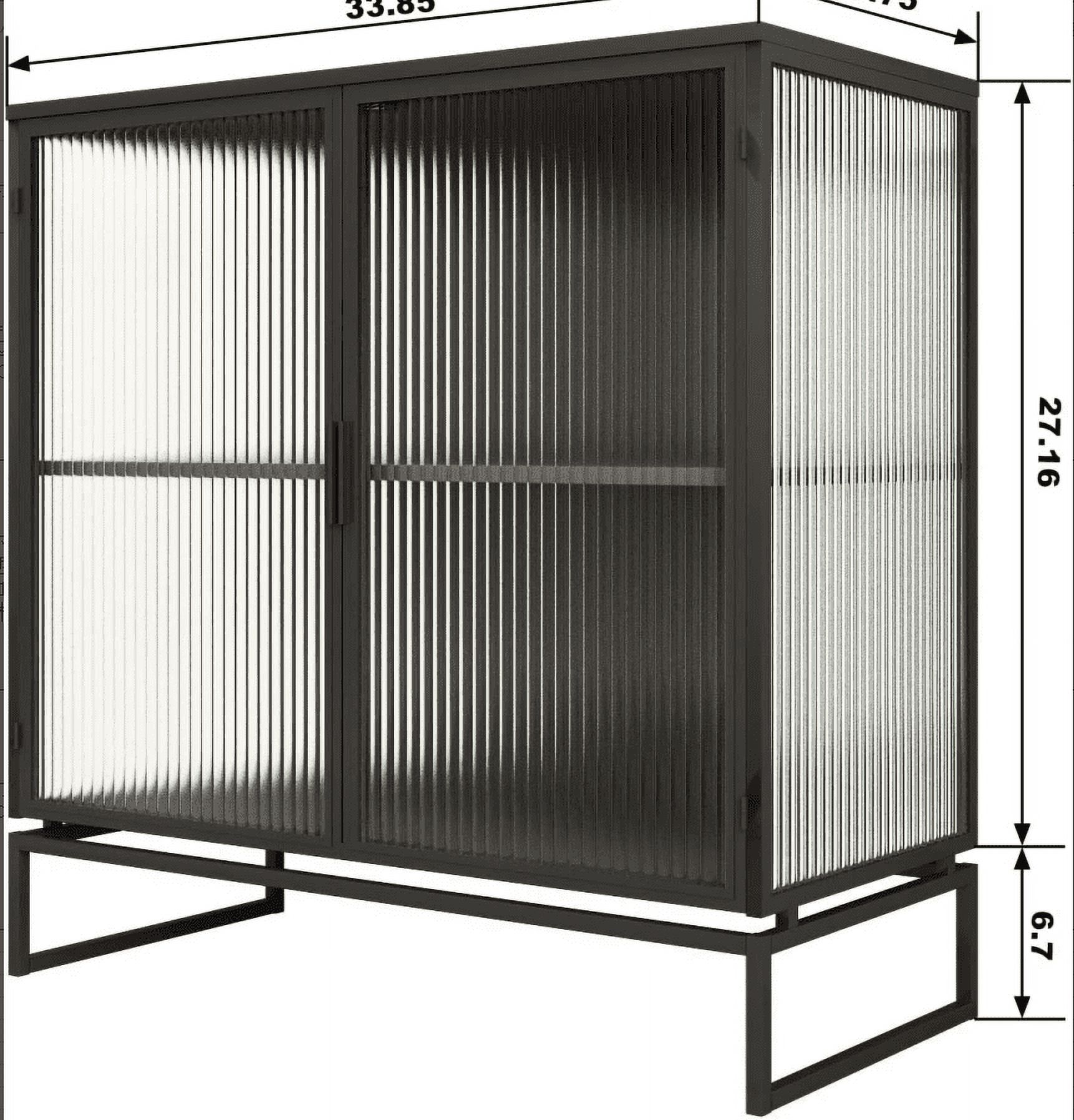 CREATIVE HOBBIES Buffet Cabinet with Glass Doors, Sideboard Cabinet ...