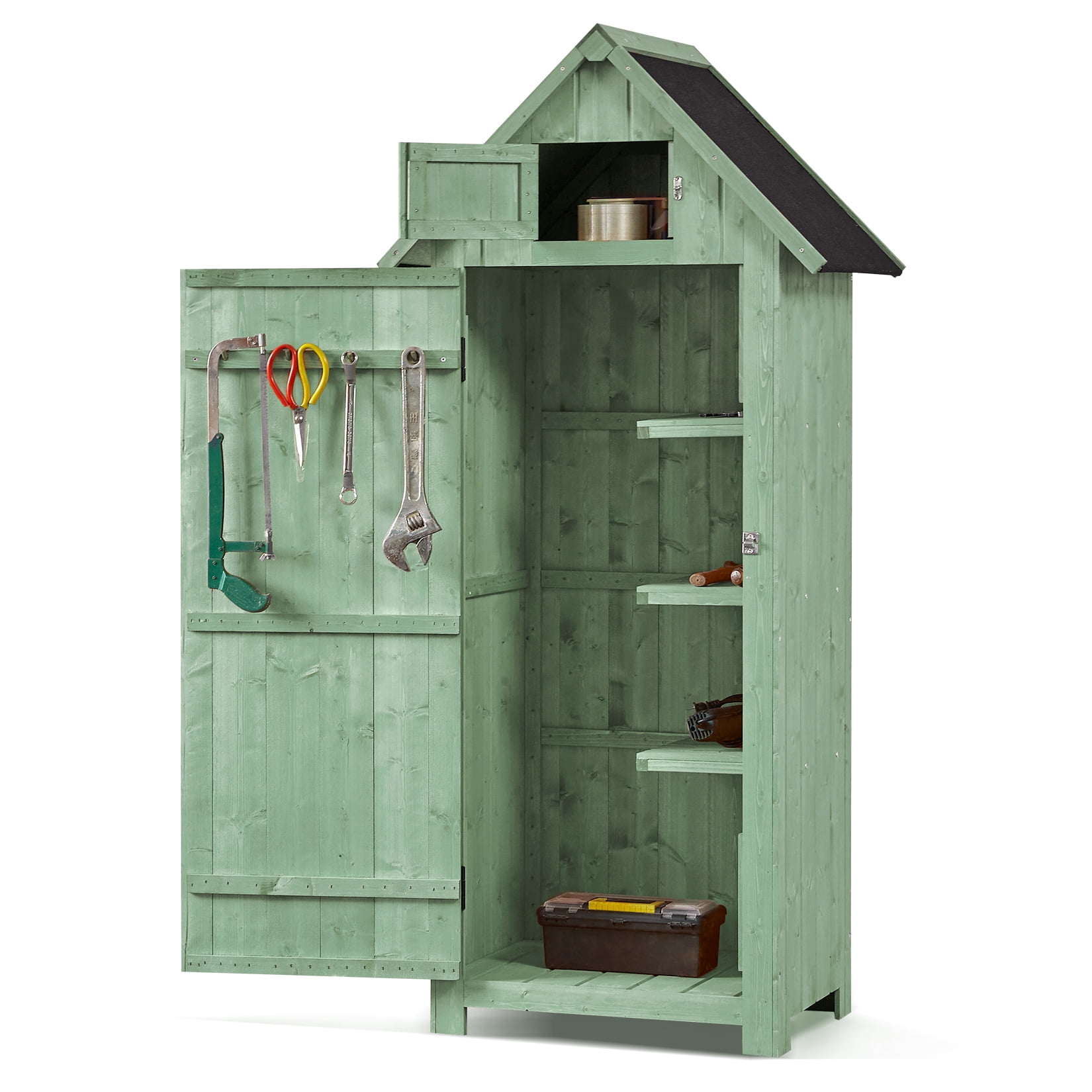 CREATIVE HOBBIES Lockable Outdoor Wooden Storage Shed, Garden Tool ...