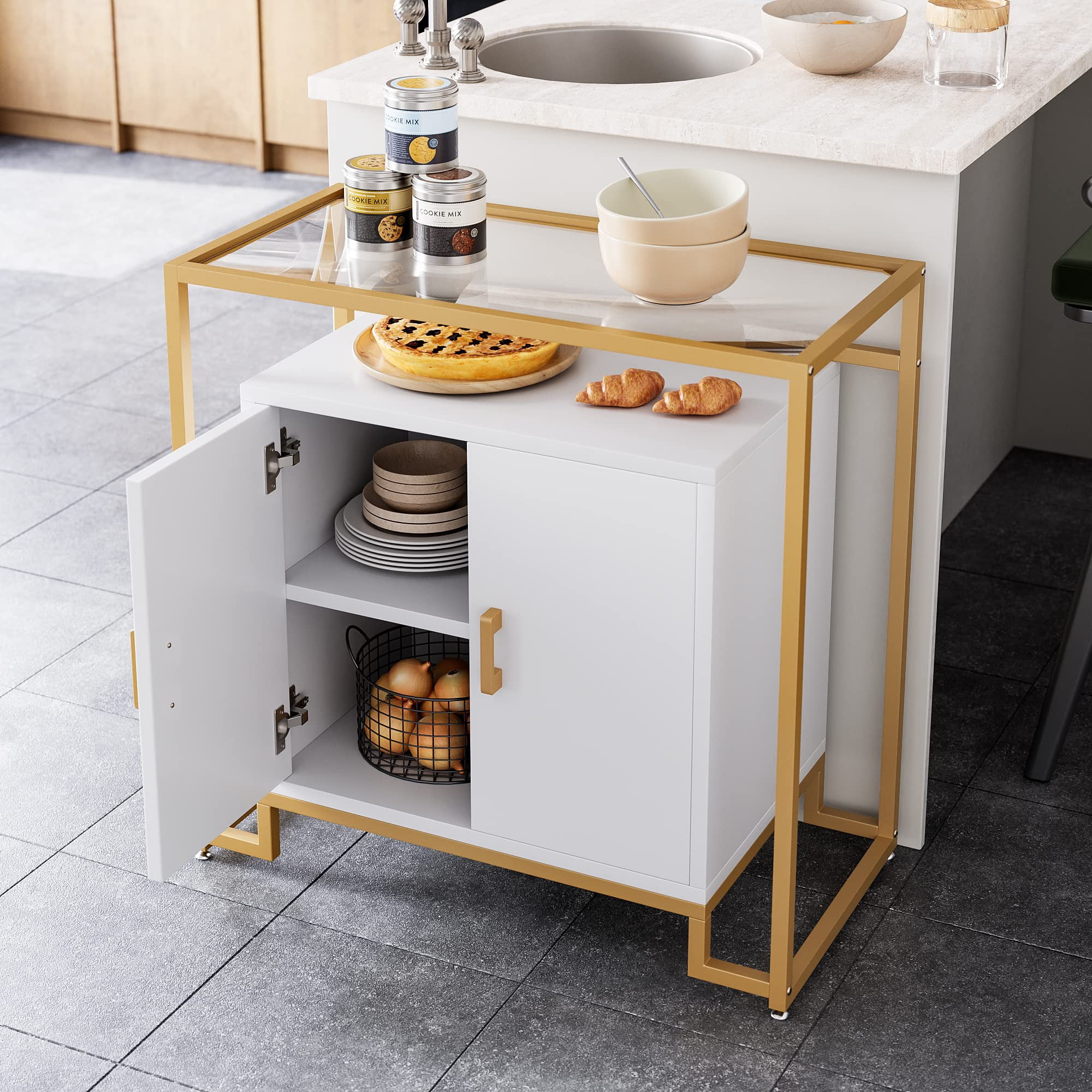 CREATIVE HOBBIES Sideboard Buffet Cabinet Kitchen Storage Cabinet with ...