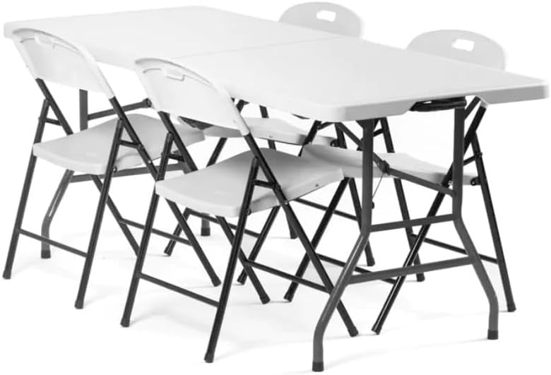 CREATIVE OUTDOOR Portable Folding & Rolling Table with 4 Chairs ...