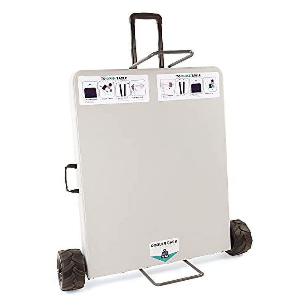 CREATIVE OUTDOOR Rolling Folding Table w/ Built-in Wheels, Holds up to ...