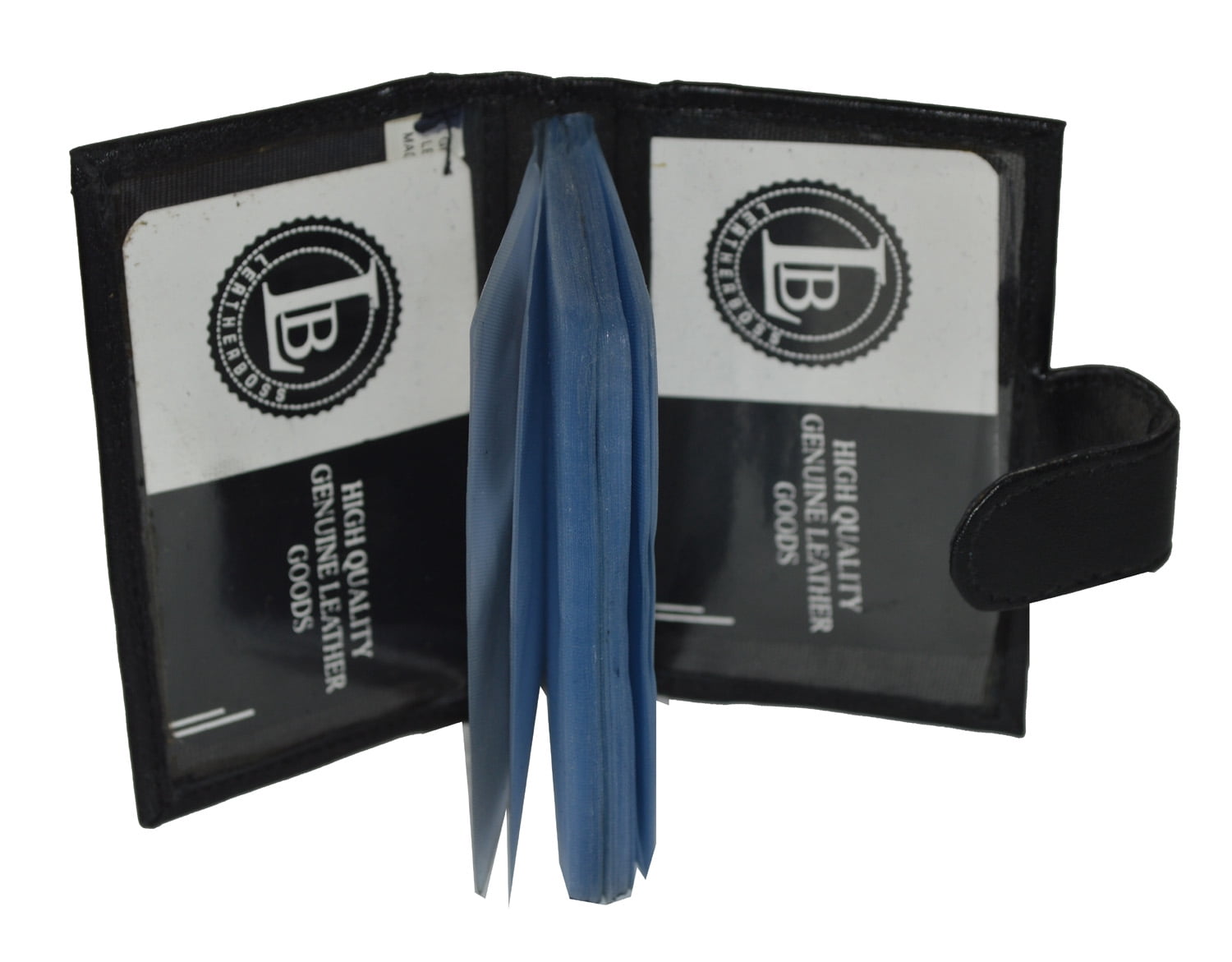 CREDIT CARD PICTURE HOLDER 40 PAGES WITH SNAP NEW BLACK GENUINE LEATHER ...