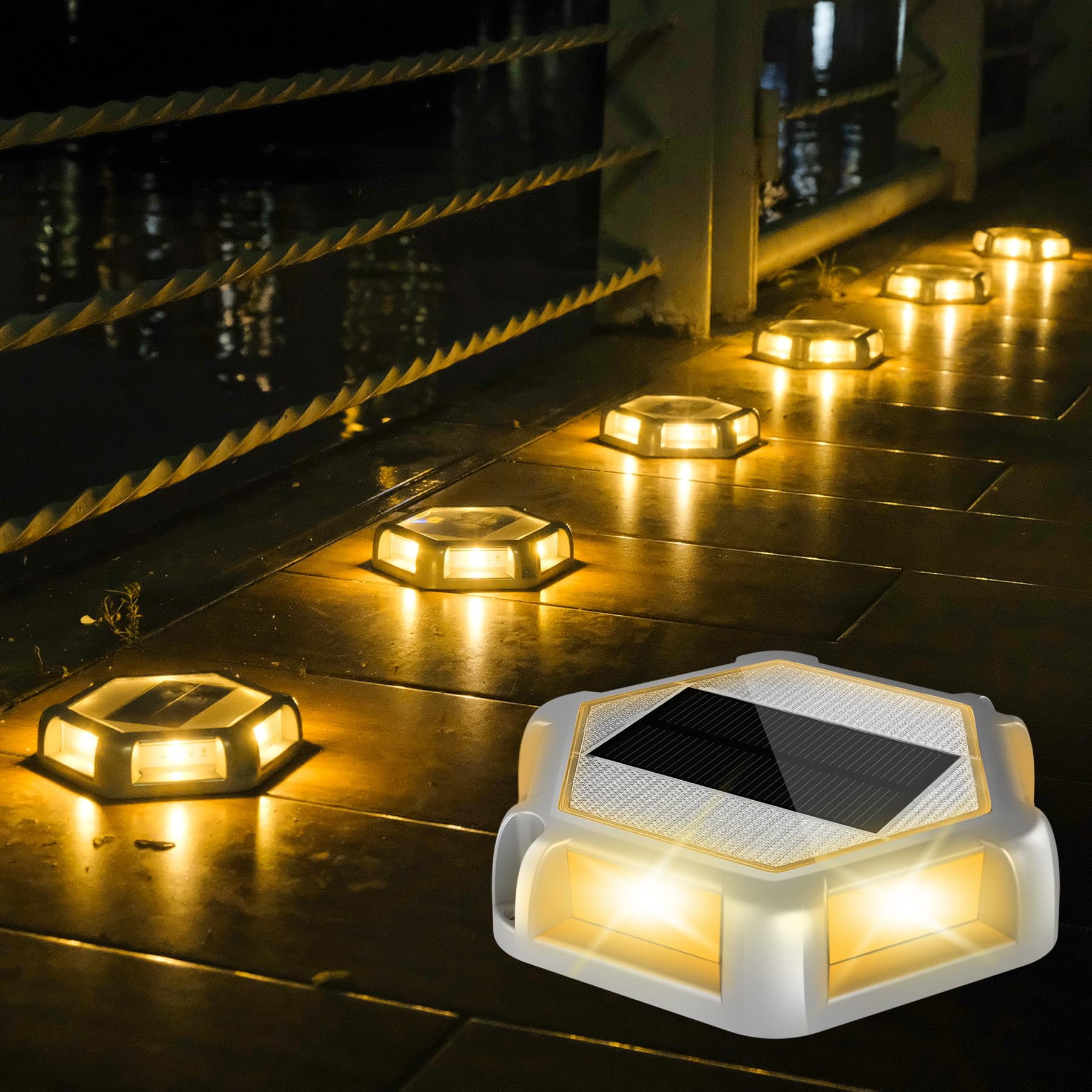 CREPOW Solar Dock Lights Driveway Deck Lights - 12 Packs Waterproof ...