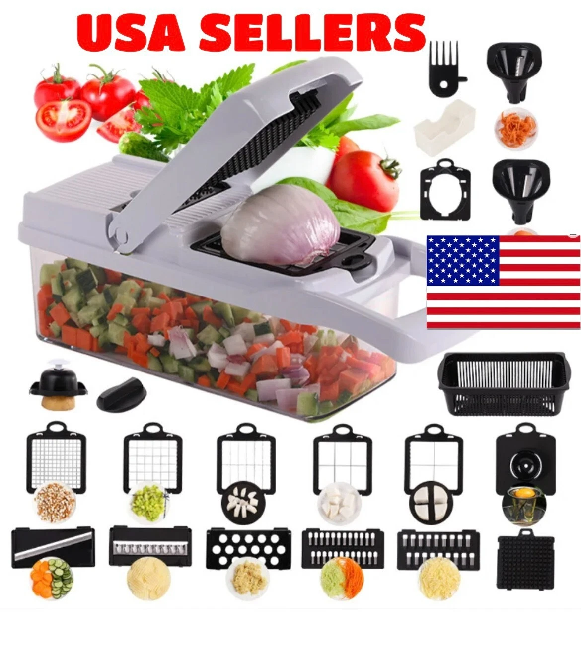 CRESTIN- 22-In-1 Vegetable Fruit Chopper Cutter Food Onion Veggie Dicer ...