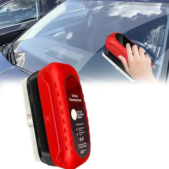 CRESTIN- 2Pcs Car Oil Film Cleaning Brush With Reusable Foam Sprayer ...