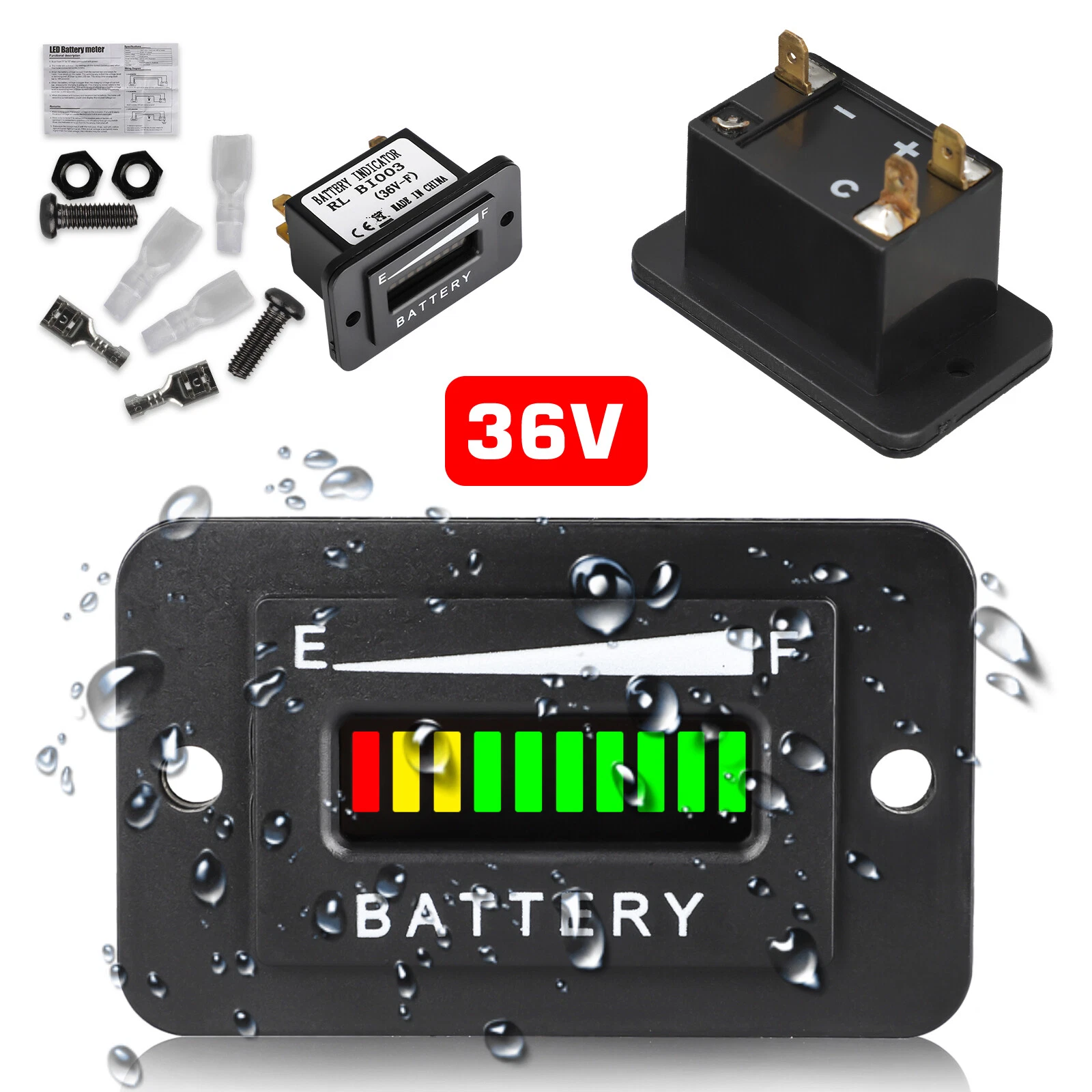 CRESTIN- 36Volt Battery Indicator Meter Gauge For Ezgo Club Car Yamaha ...