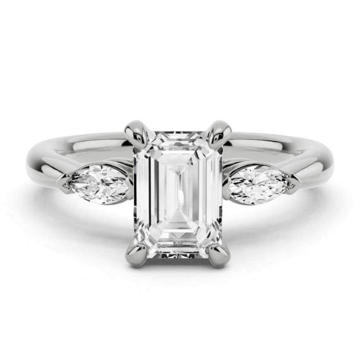 CRESTIN Jewel 1.9 Ct Emerald Cut Engagement Trilogy Ring for Women ...