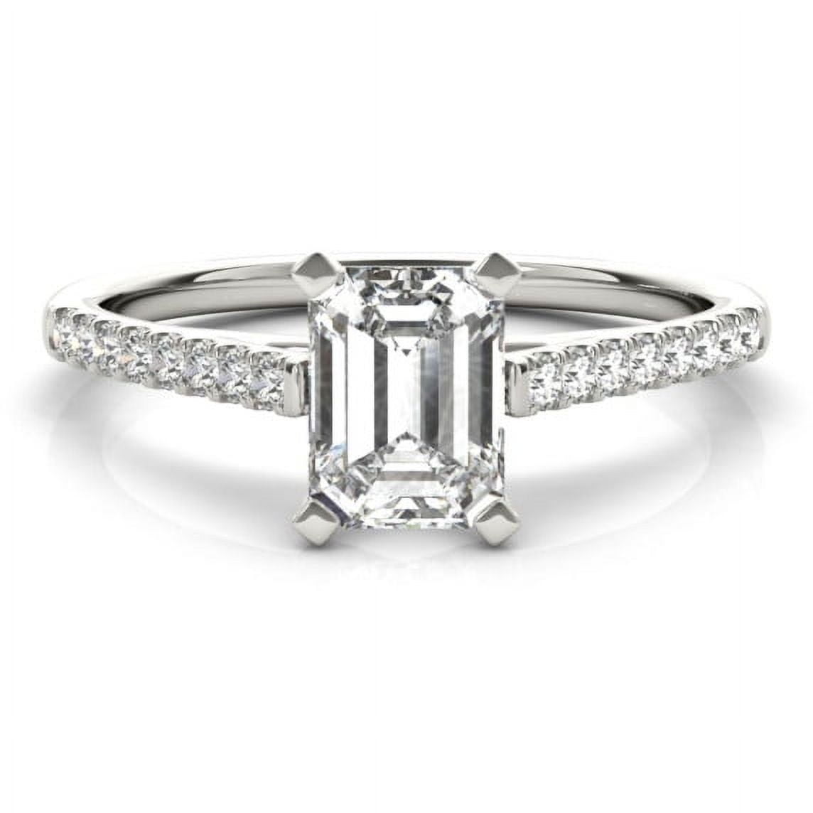 CRESTIN Jewel 1.9 Ct Emerald Cut Solitaire Ring - 14K White Gold Plated ...