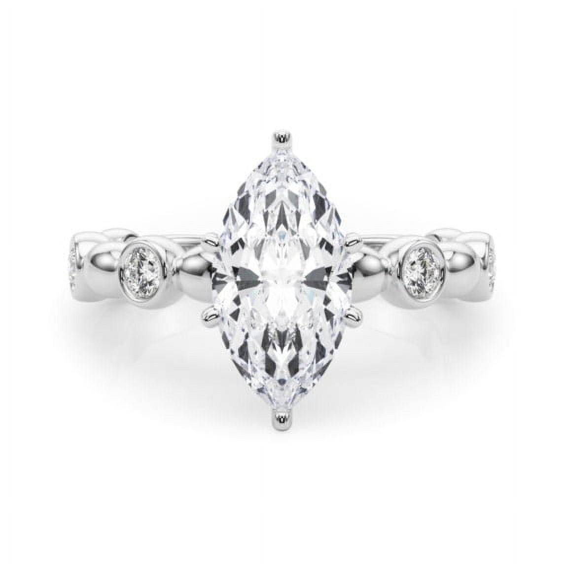 CRESTIN Jewel 1.9 Ct Marquise Cut Solitaire Diamond Ring - 14K White ...