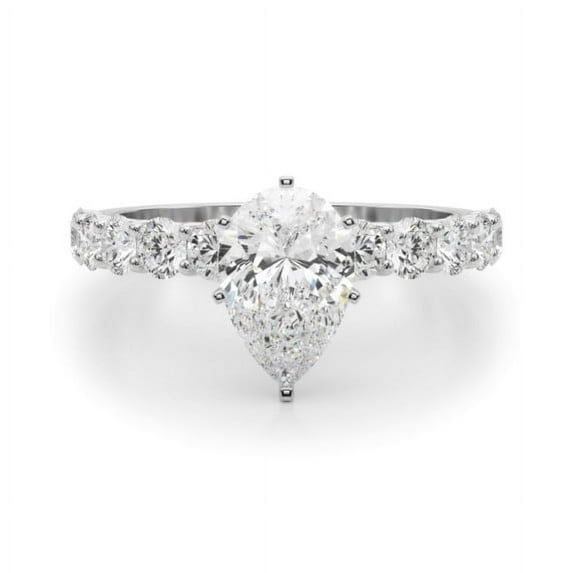 CRESTIN Jewel 1.9 Ct Pear Cut Diamond Engagement Ring - 14K White Gold ...