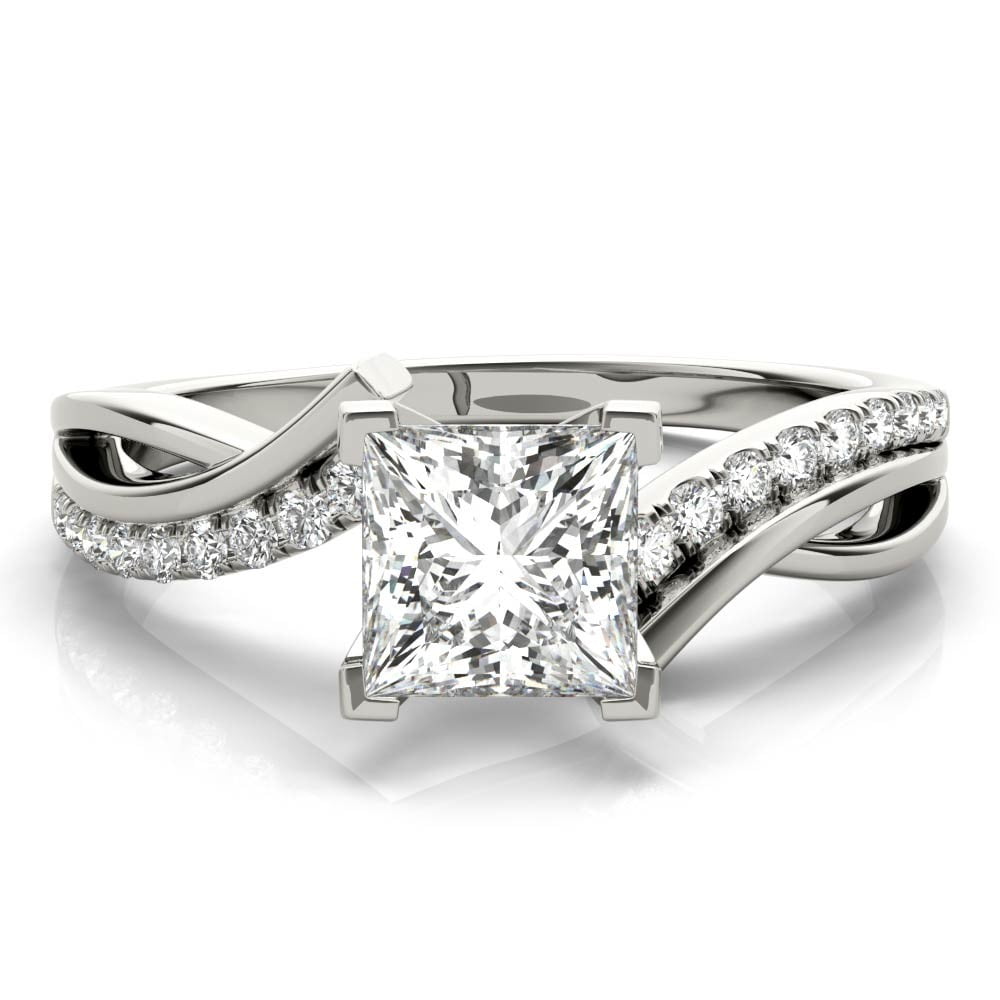 CRESTIN Jewel 1.9 Ct Princess Cut Solitaire Diamond Ring with Accent ...