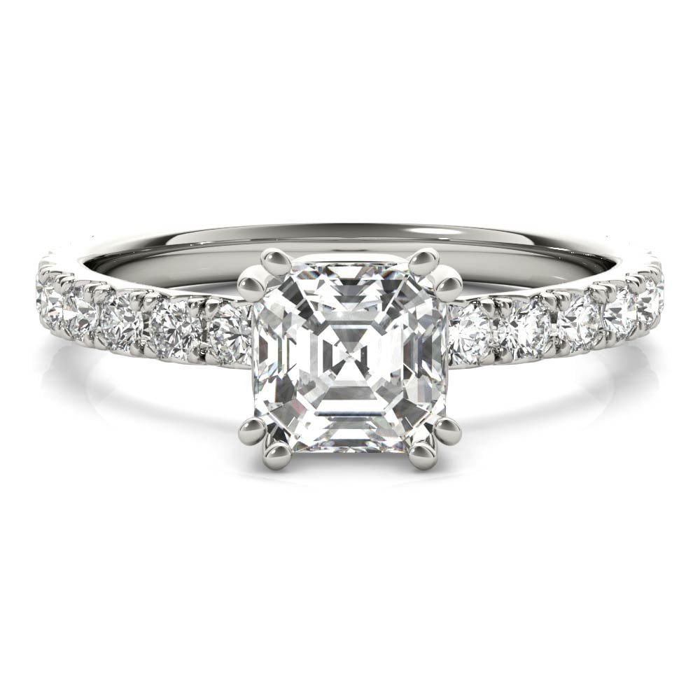 CRESTIN Jewel 14K White Gold Plated 1.9 Ct Asscher Cut Solitaire with ...