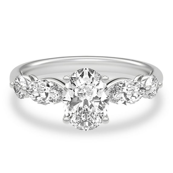 CRESTIN Jewel 14K White Gold Plated 2.1 Ct Oval Cut Engagement ...
