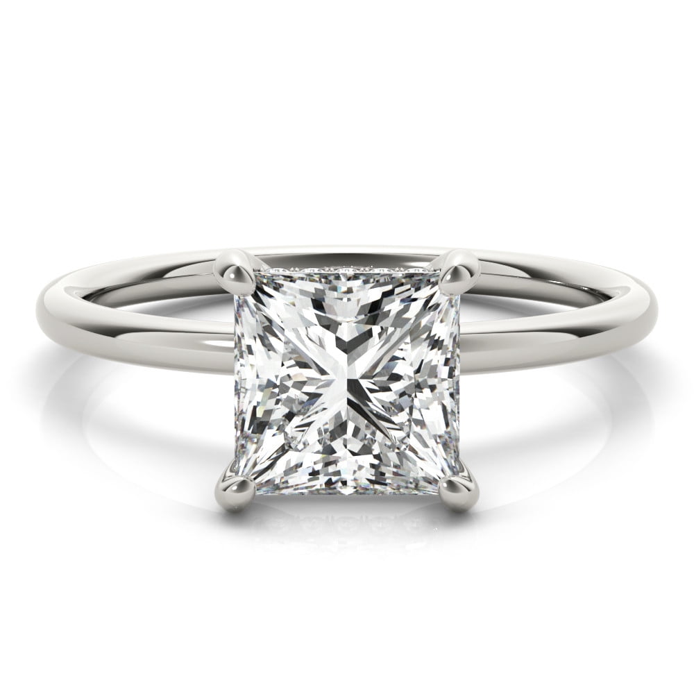 CRESTIN Jewel 14K White Gold Plated - 2 Ct Princess Cut Solitaire with ...