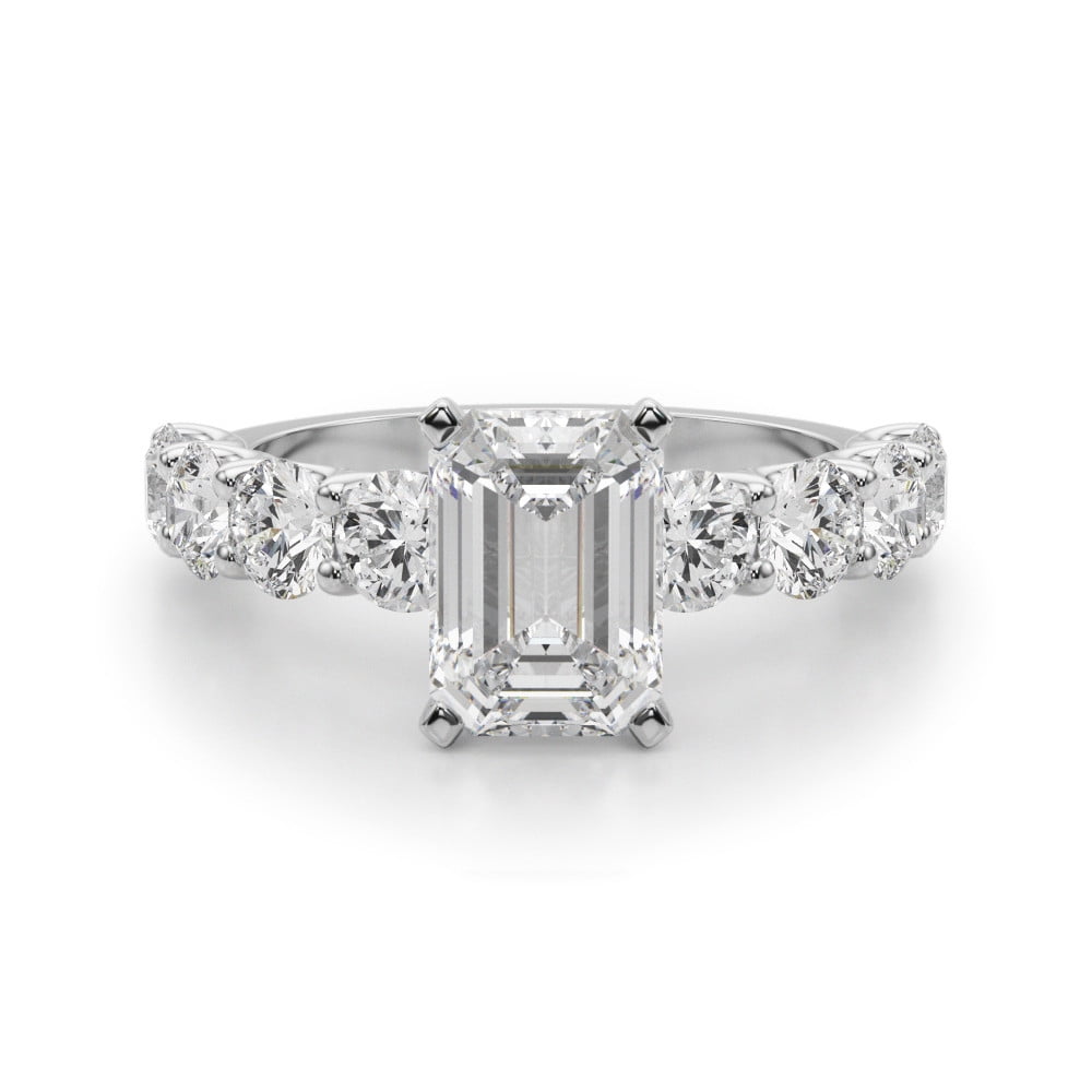 CRESTIN Jewel 14K White Gold Plated Emerald Cut Diamond 2.1 Ct Eternity ...