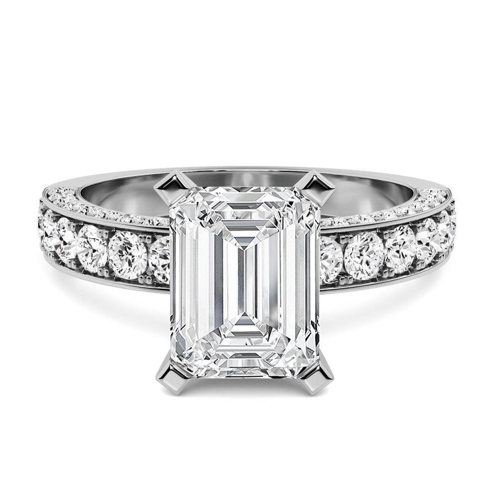 CRESTIN Jewel 2.2 Ct Emerald Cut Engagement Solitaire with Accent Ring ...