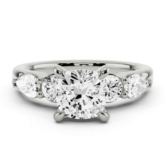 CRESTIN Jewel 2 Ct Cushion Cut 5 Stone Diamond Ring for Women's ...