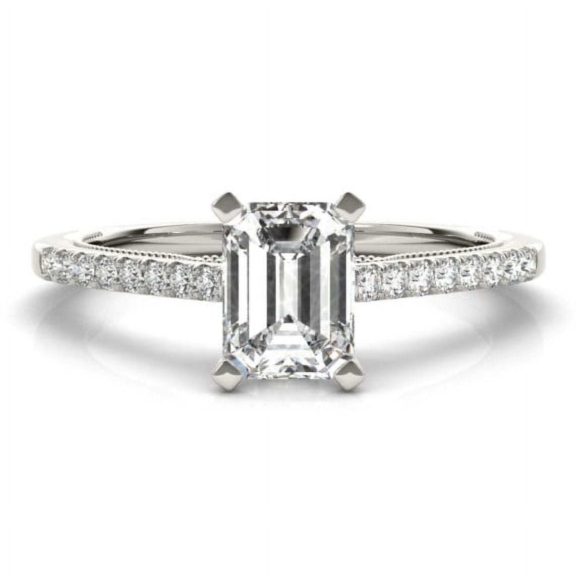 CRESTIN Jewel Excellent Emerald Cut Solitaire with Accent Diamond Ring ...