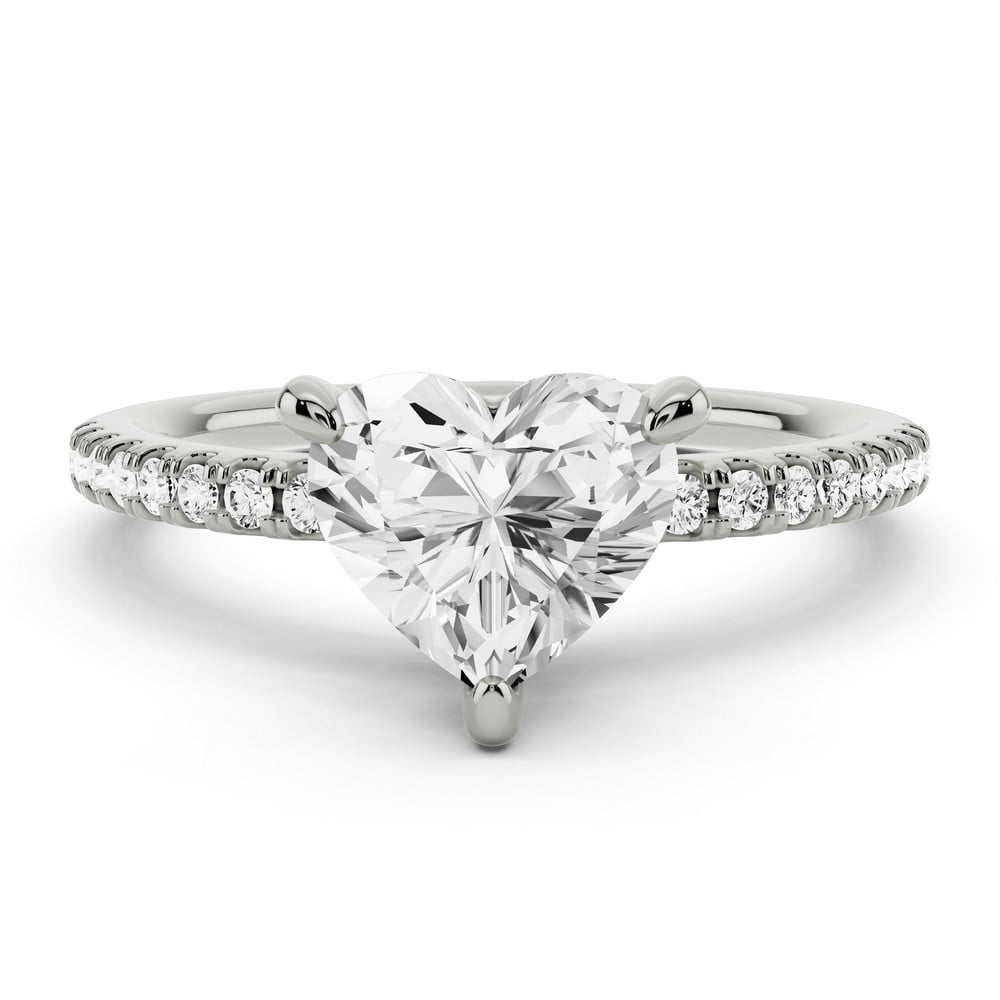 CRESTIN Jewel Excellent Heart Cut Solitaire with Accent Diamond Ring ...
