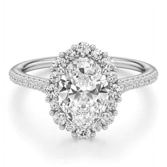 CRESTIN Jewel Excellent Oval Cut Halo Diamond Ring - 1.9 Ct Lab-Created Simulated Diamond with ...