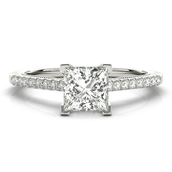 CRESTIN Jewel Excellent Princess Cut Solitaire with Accent Diamond Ring ...