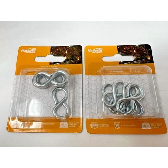 CRESTIN- New 2 Pack Of National 1-1/4 In. Zinc Light Closed S Hook (10 ...