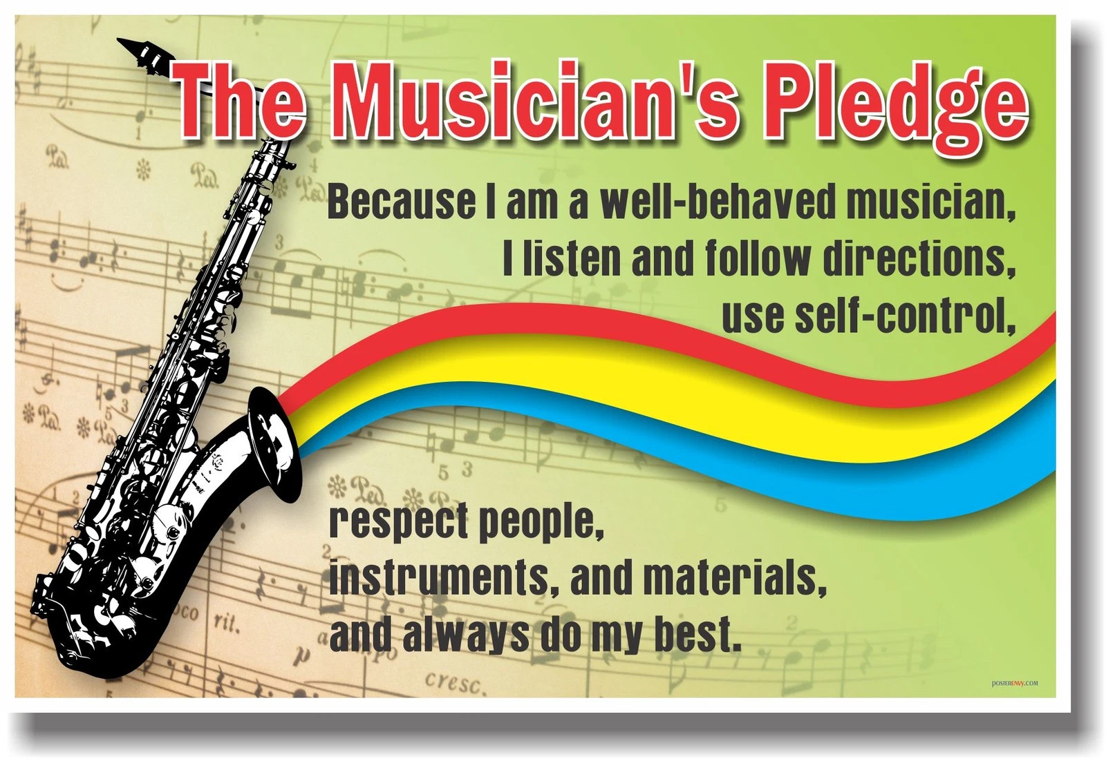 CRESTIN- New School Music Motivational Poster - The Musician'S Pledge ...