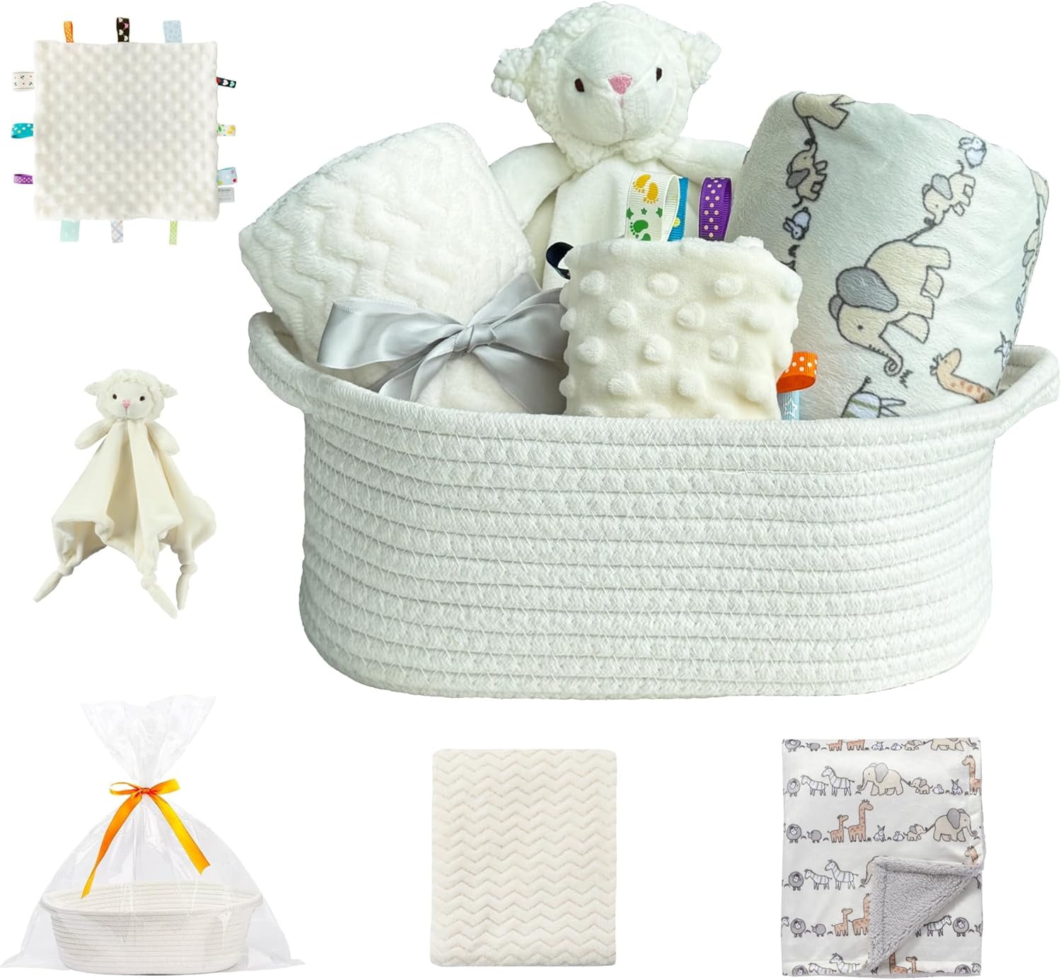 CREVENT Baby Gift Set Storage Basket with Baby Blanket, Security ...