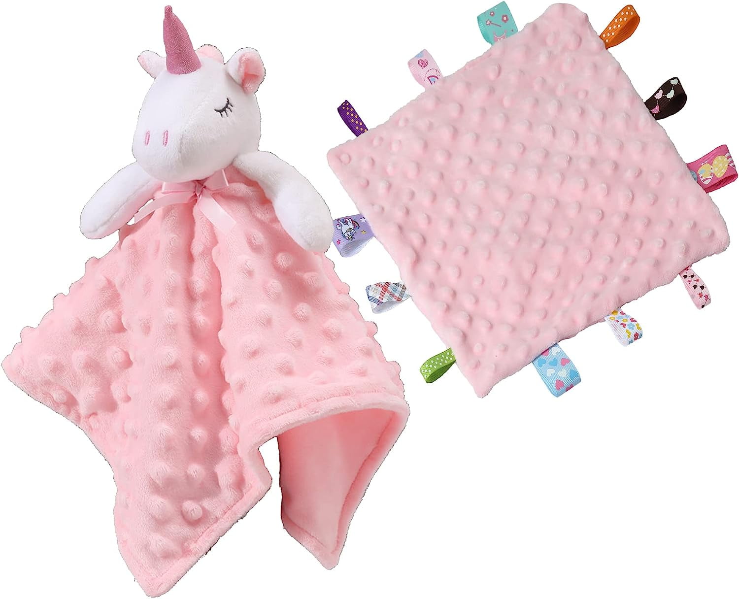 CREVENT Cozy Plush Baby Security Blanket Loveys for Baby Girls, Minky ...