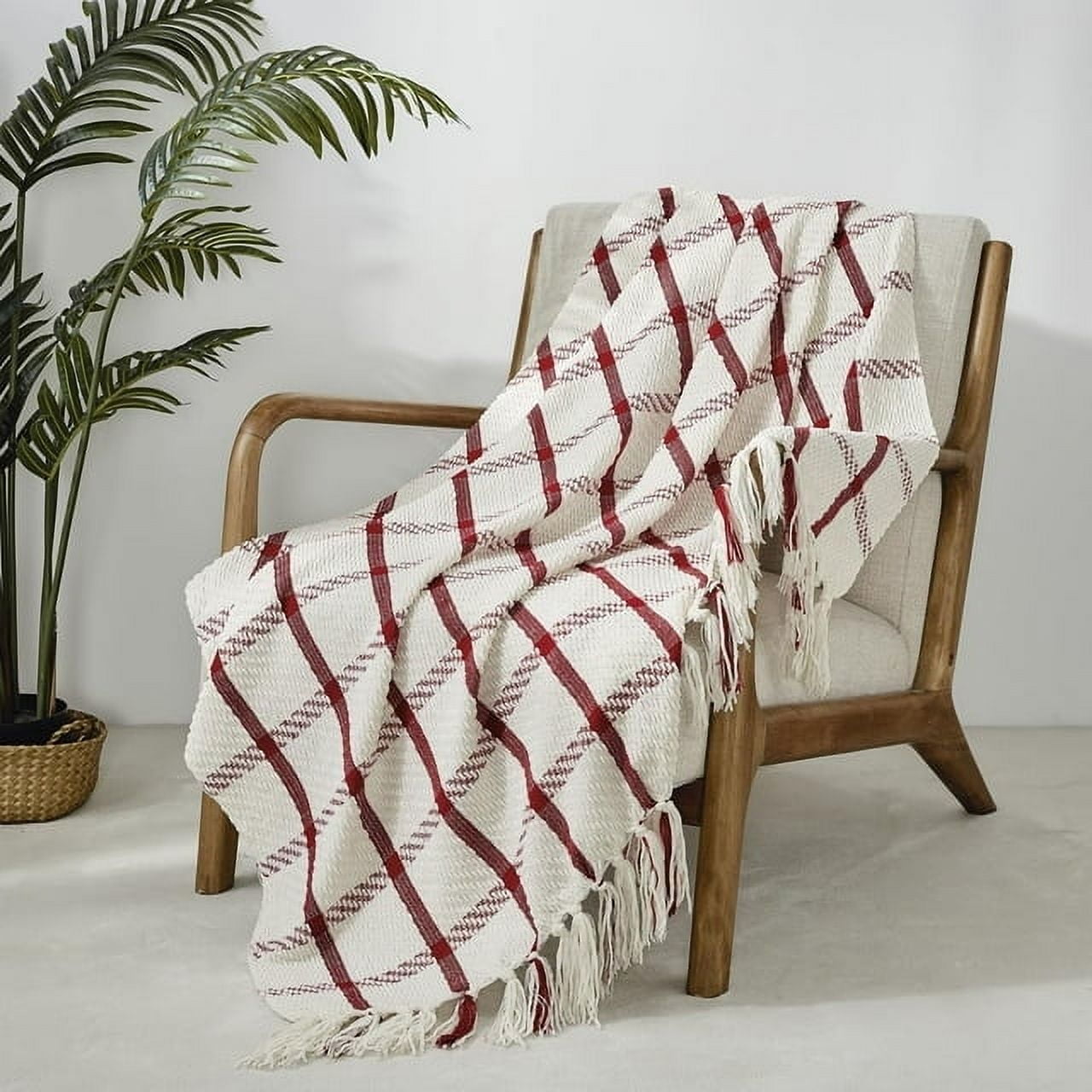 CREVENT Farmhouse Rust Chenille Throw Blanket for Couch Sofa Chair Bed ...