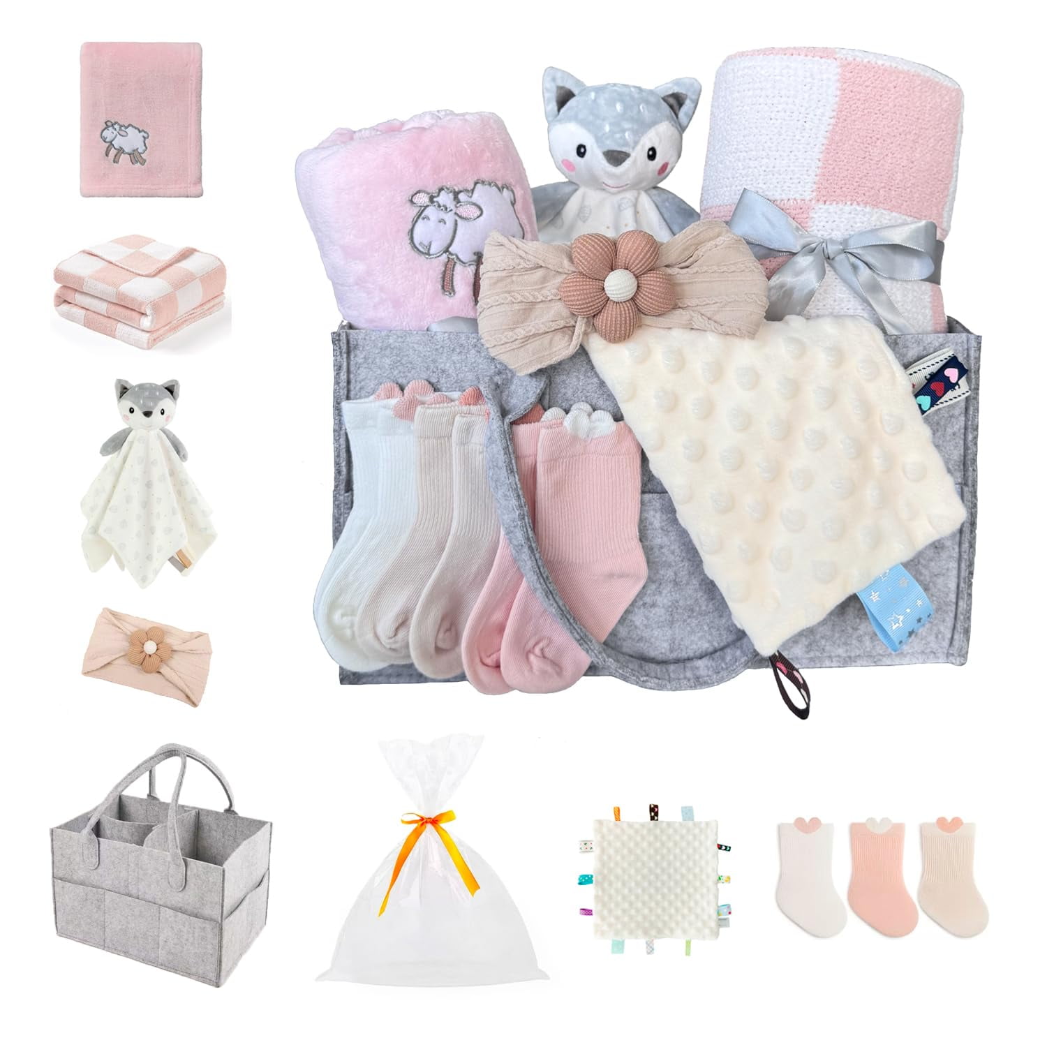 CREVENT Gift Set for Girls -Diaper Caddy Organizer Basket with 2 ...
