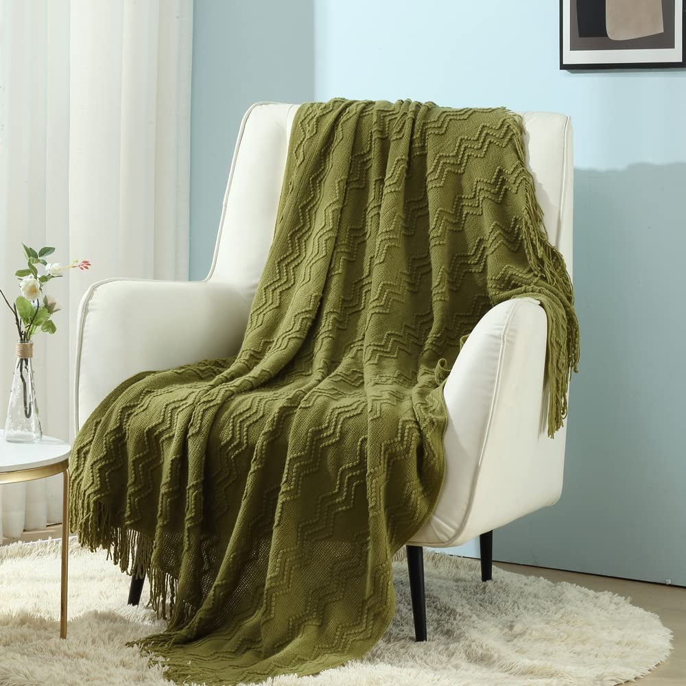 CREVENT Knitted Spring Throw Blanket for Couch Sofa, Suitable for Adult ...