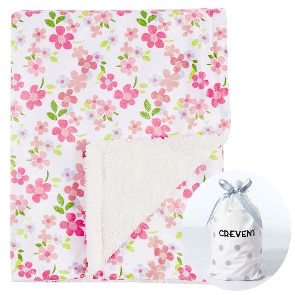 CREVENT, Minky Sherpa Baby Blanket, 30"x40", Pink Flowers - Walmart.com