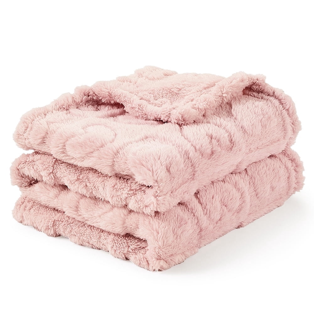 CREVENT Soft Plush Girls Light Pink Heart Checkered Fleece Baby ...