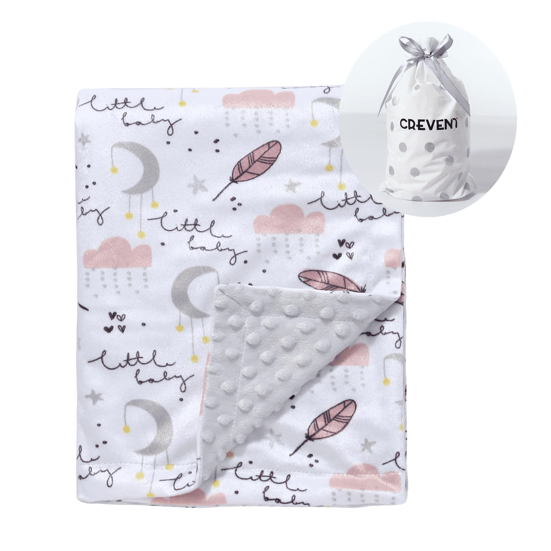 CREVENT Soft Plush Girls Sweet Dream Minky Baby Receiving Blanket ...