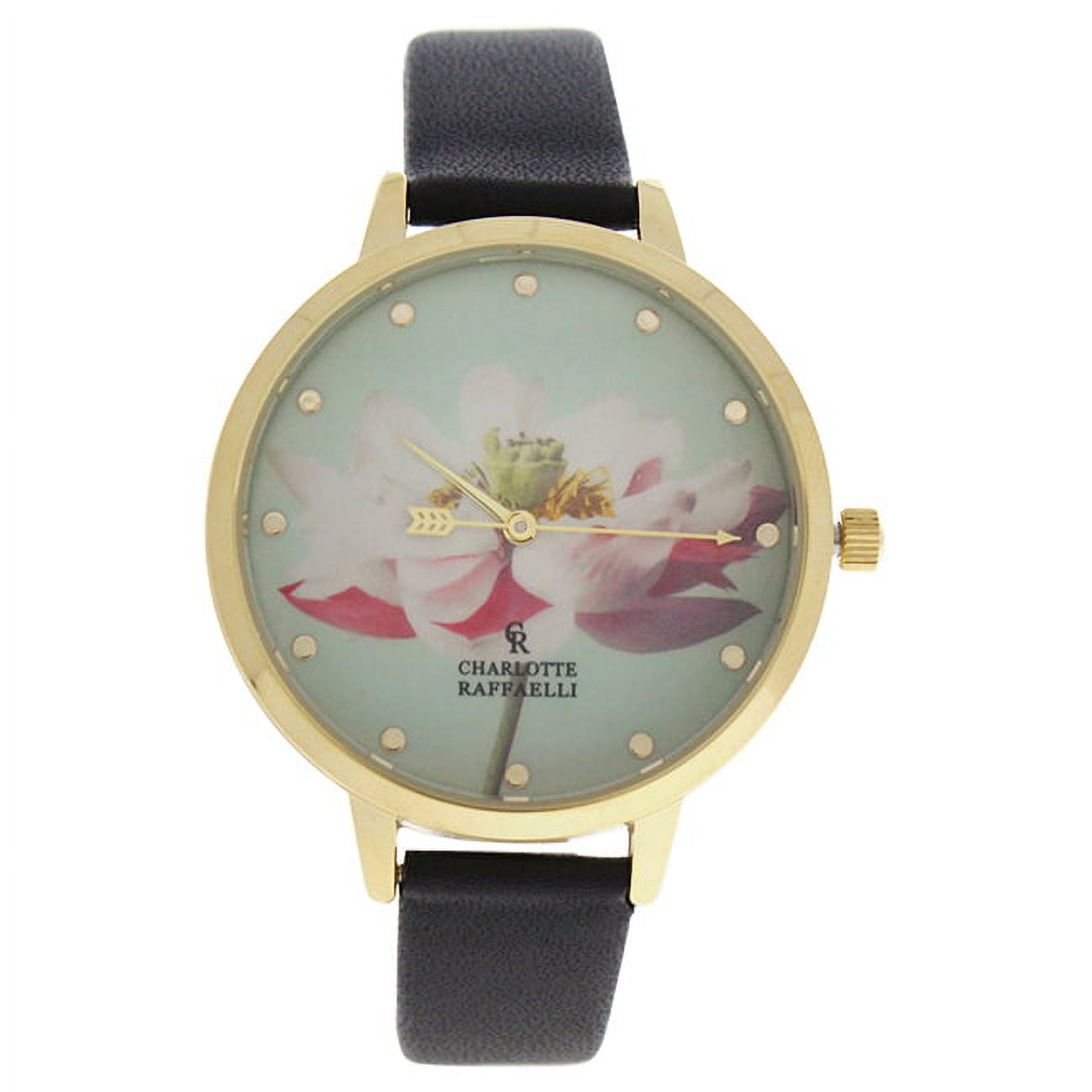 CRF008 La Florale - Gold/Black Leather Strap Watch by Charlotte ...