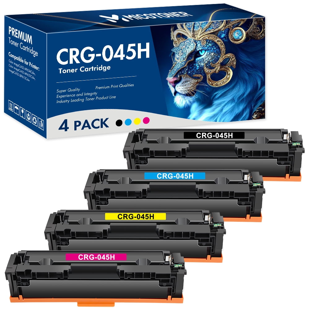 CRG 045H Toner Cartridge 4-Pack Compatible for Canon 045 045H imageCLASS MF634Cdw MF632Cdw ...