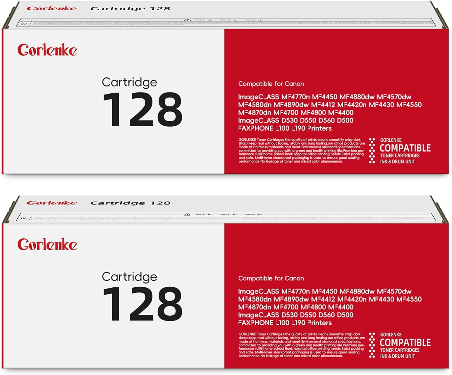 CRG-128 128 High Yield Toner Cartridge 2-Pack Replacement for Canon 128 ...