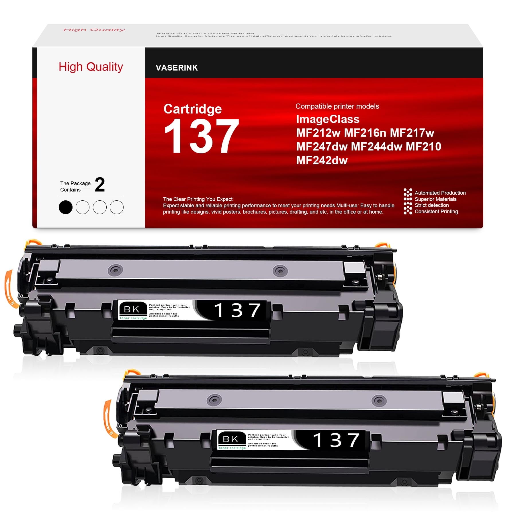 Canon CRG-137 High Yield Toner Cartridges, 2 Pack, Compatible with ...