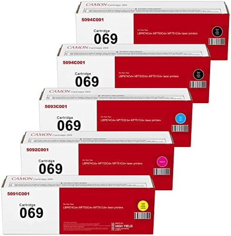 CRG069 CRG-069 069 Toner Cartridge 5-Pack - 5094C001 Black, 5093C001 Cyan, 5092C001 Magenta ...