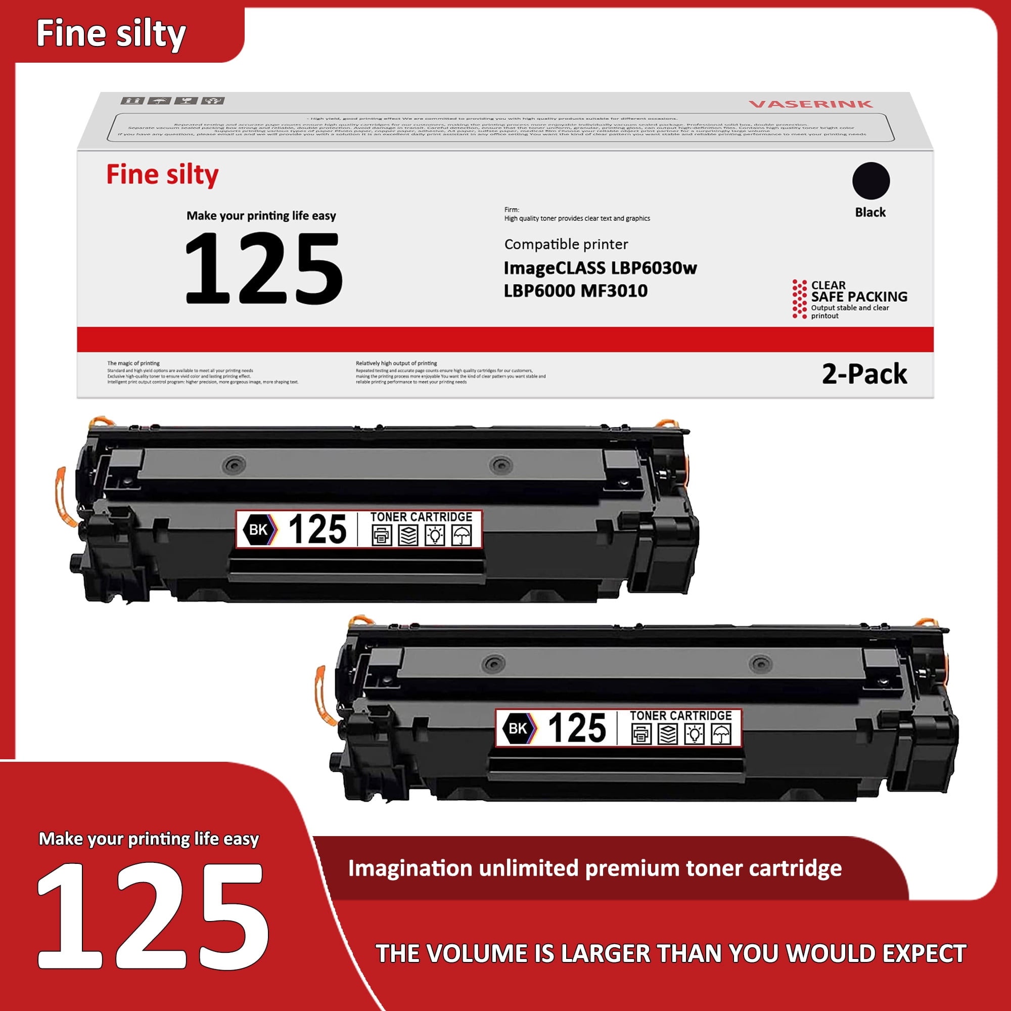 Canon CRG125 2 Pack High Yield Black Toner Cartridge Replacement for ...