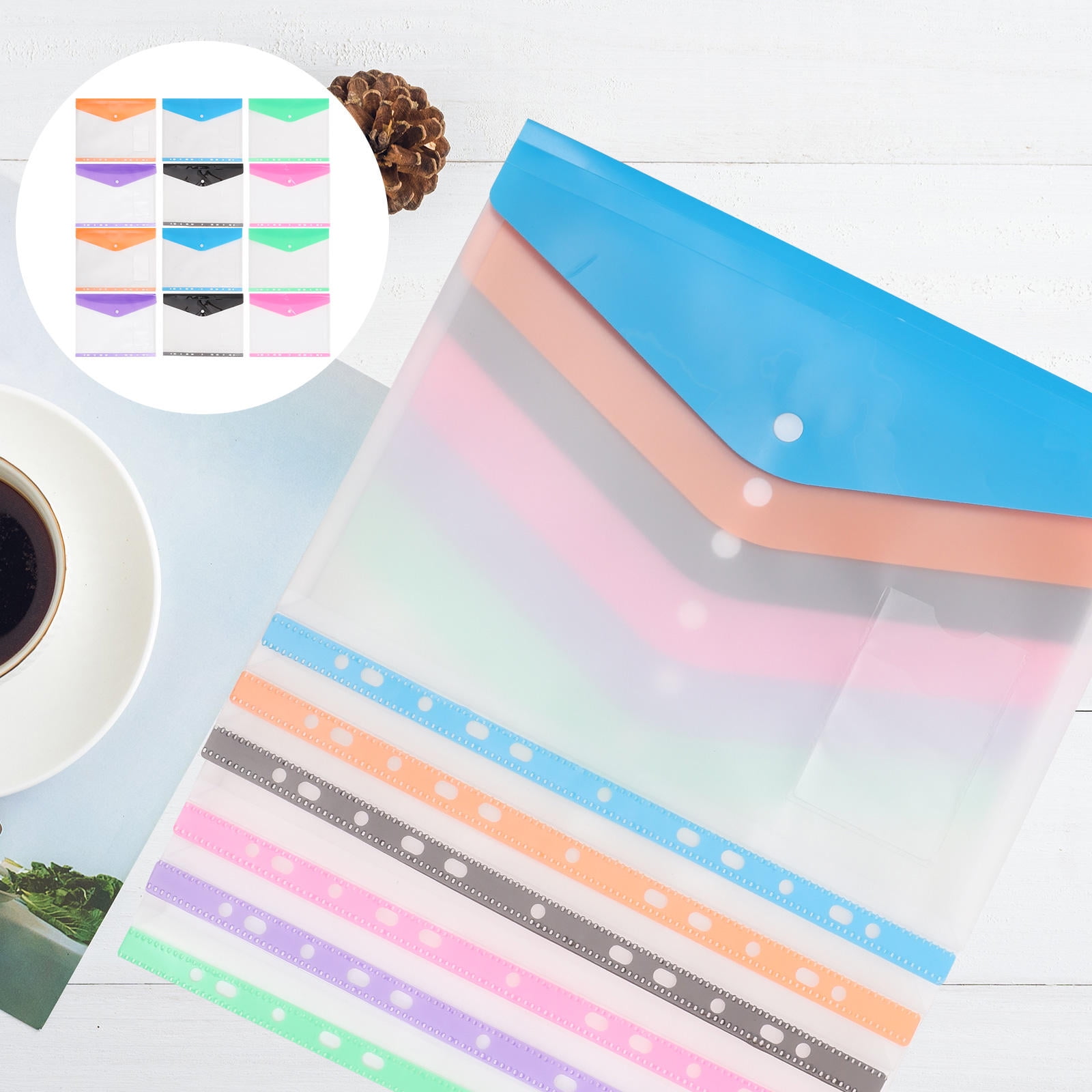 CRILSTYLEO 12Pcs Document Pouch Binder Pockets Assorted Color ...