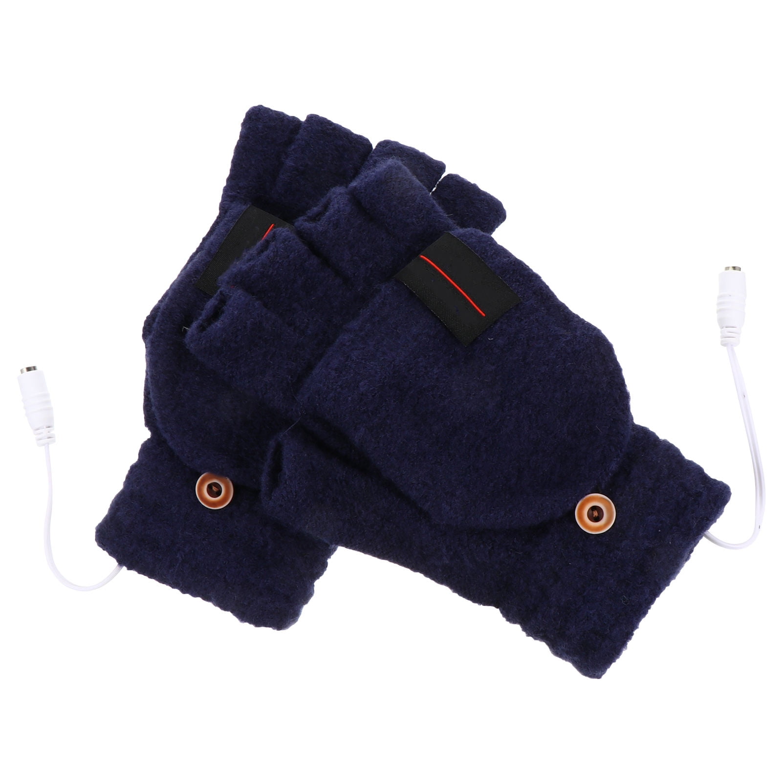 CRILSTYLEO 1Pair Navy USB Heating Gloves Half Finger Thermal Gloves for ...